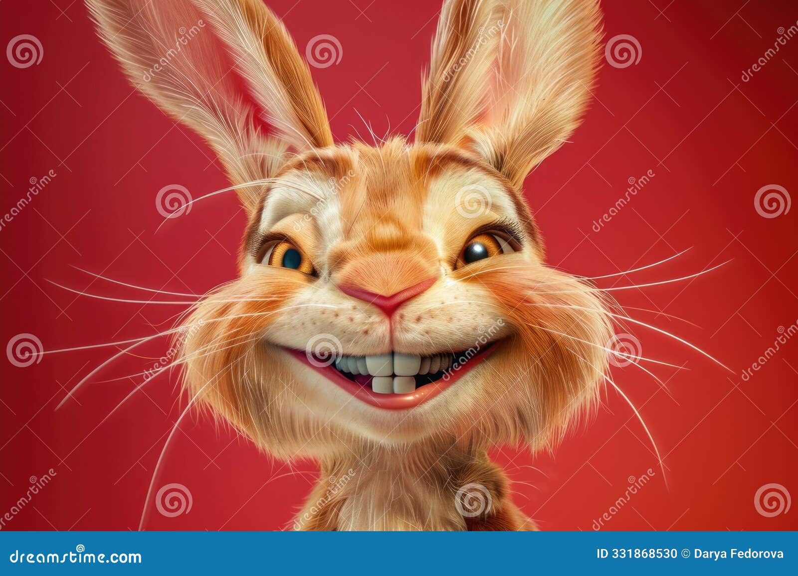Close-Up of Happy Cartoon Rabbit Smiling with Big Teeth Stock ...