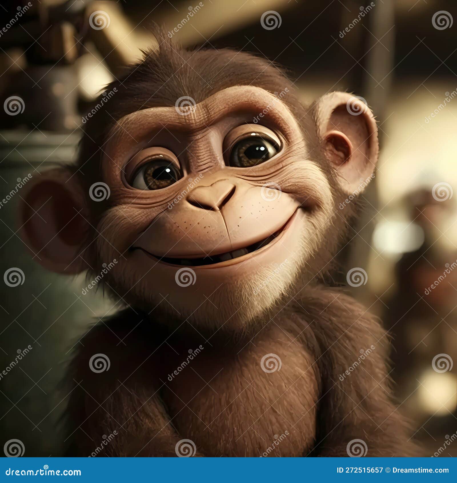 Happy Smiling Monkey at Forest. Generative AI Stock Illustration ...