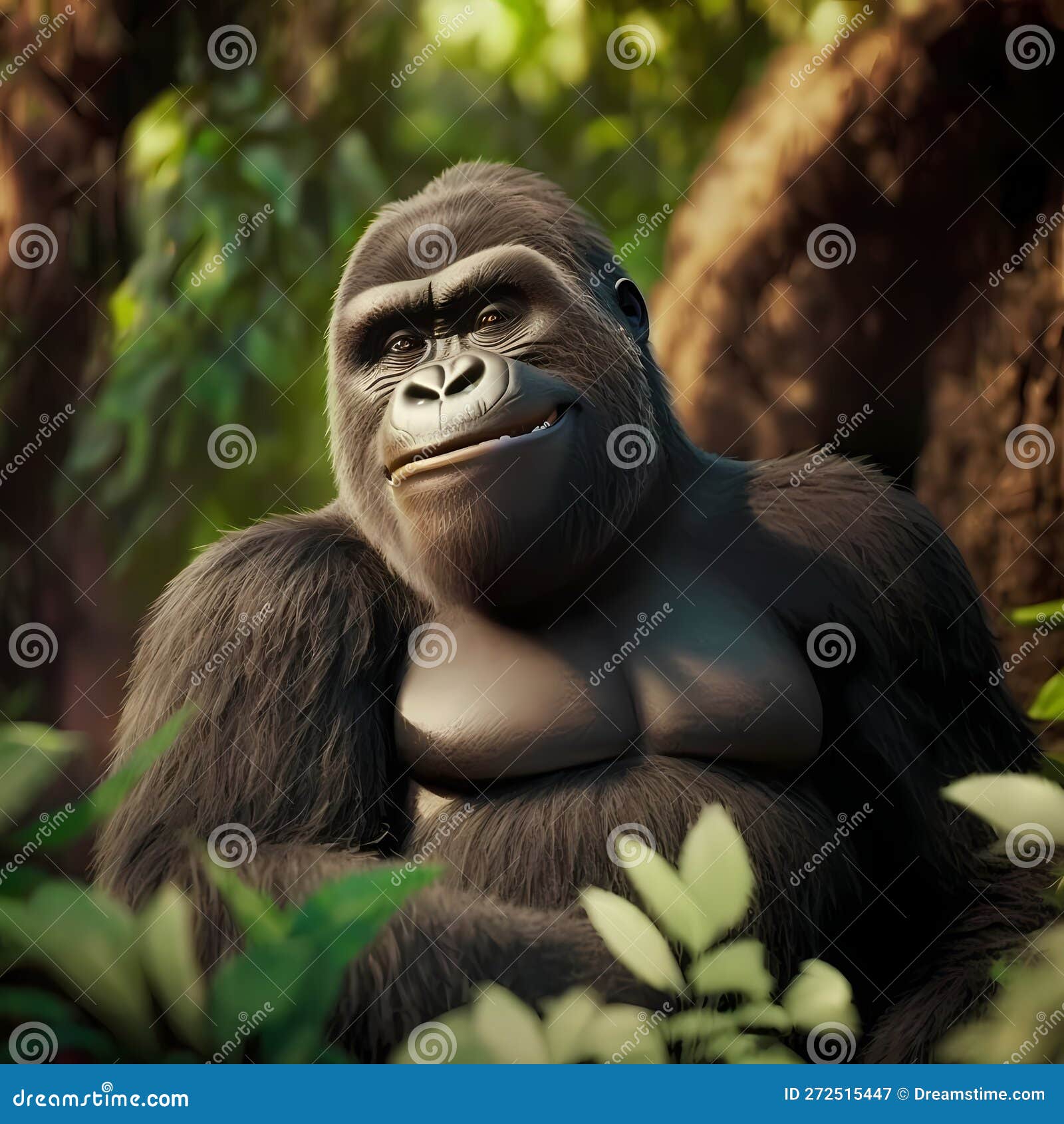 Happy Smiling Gorilla at Forest. Generative AI Stock Illustration - Illustration of forest ...