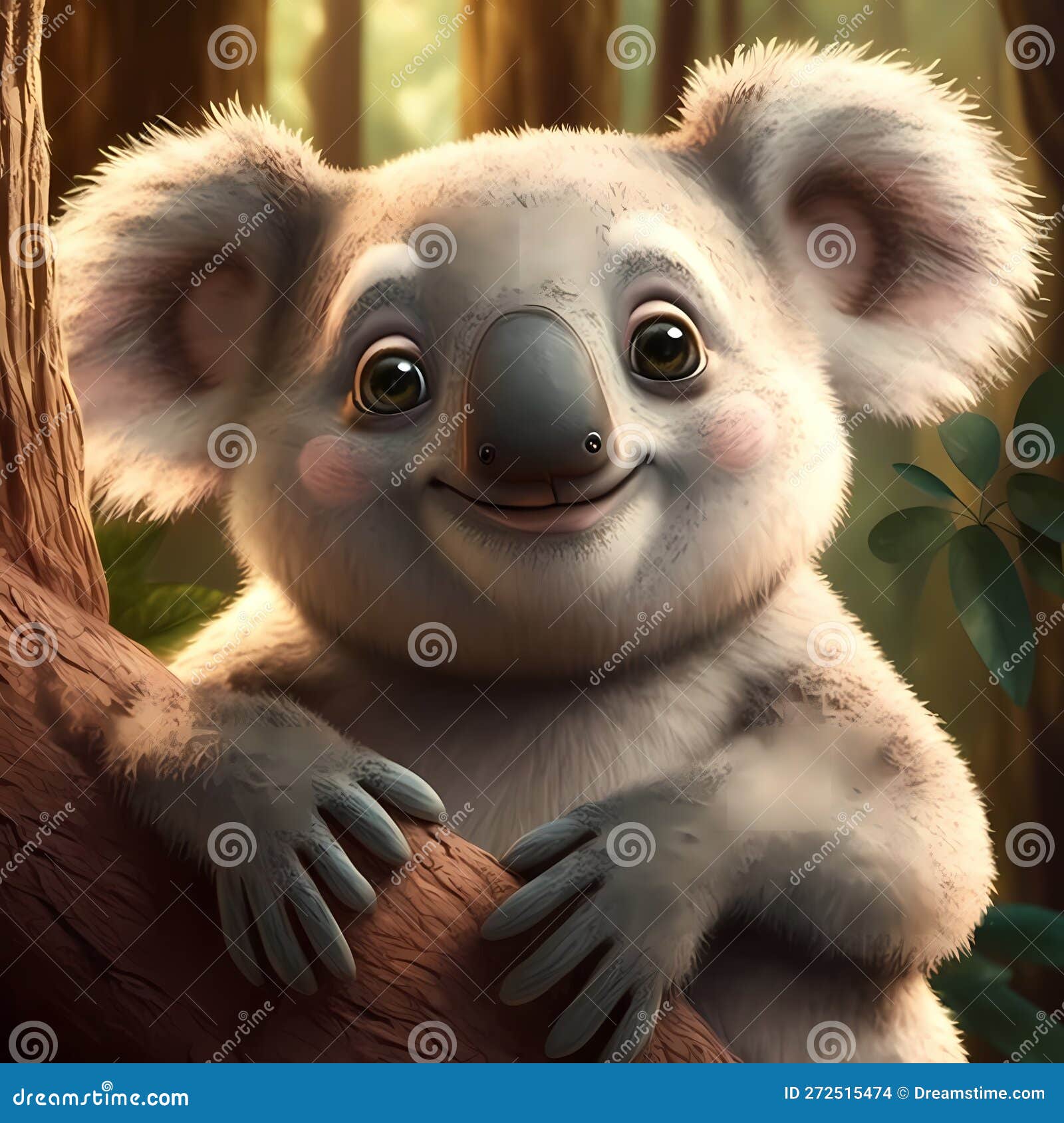 Happy Smiling Koala at Forest. Generative AI Stock Illustration ...