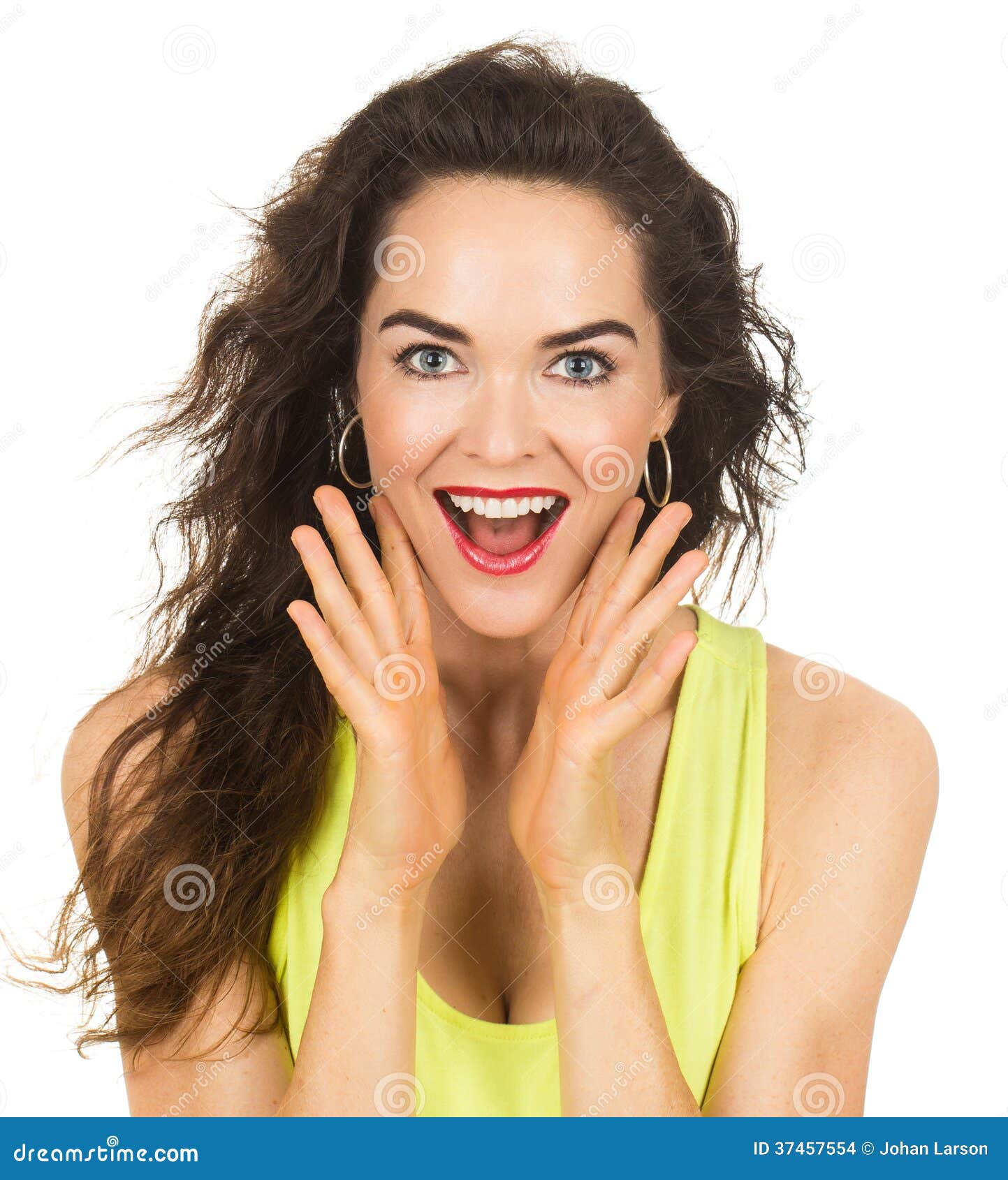 Close-up of Happy Surprised Woman Stock Photo - Image of beauty ...