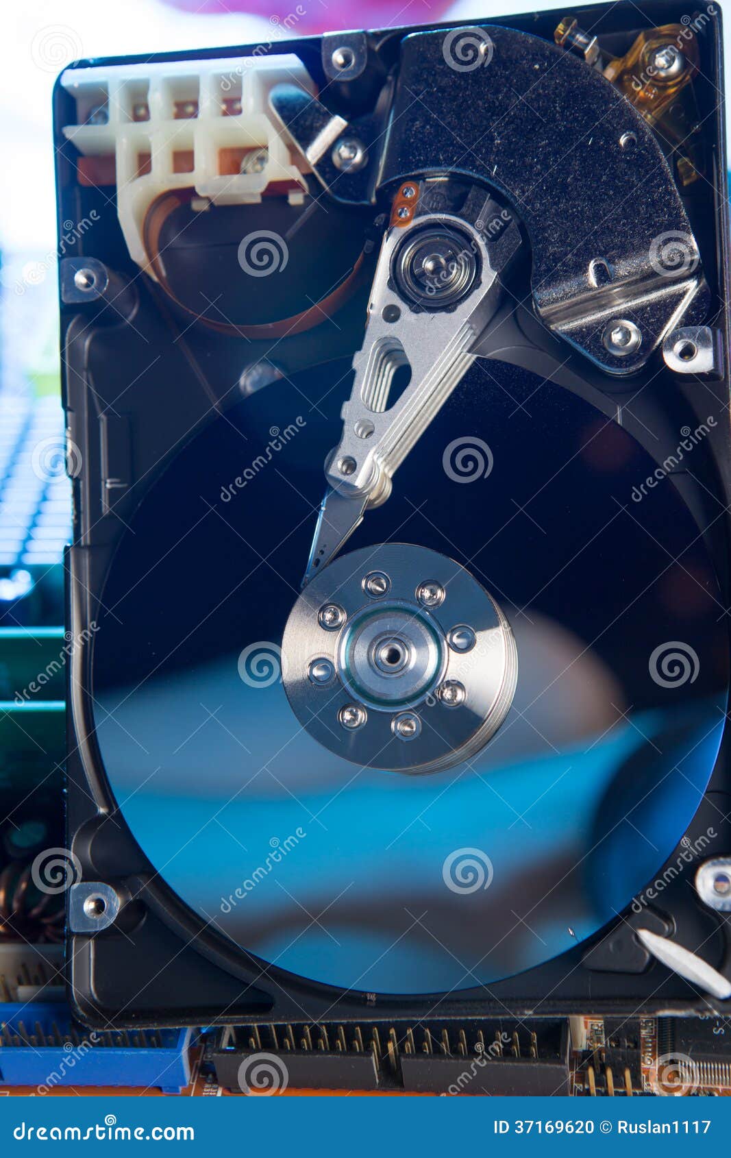 Close Up of Hard Disk with Abstract Reflection Stock Photo - Image of ...