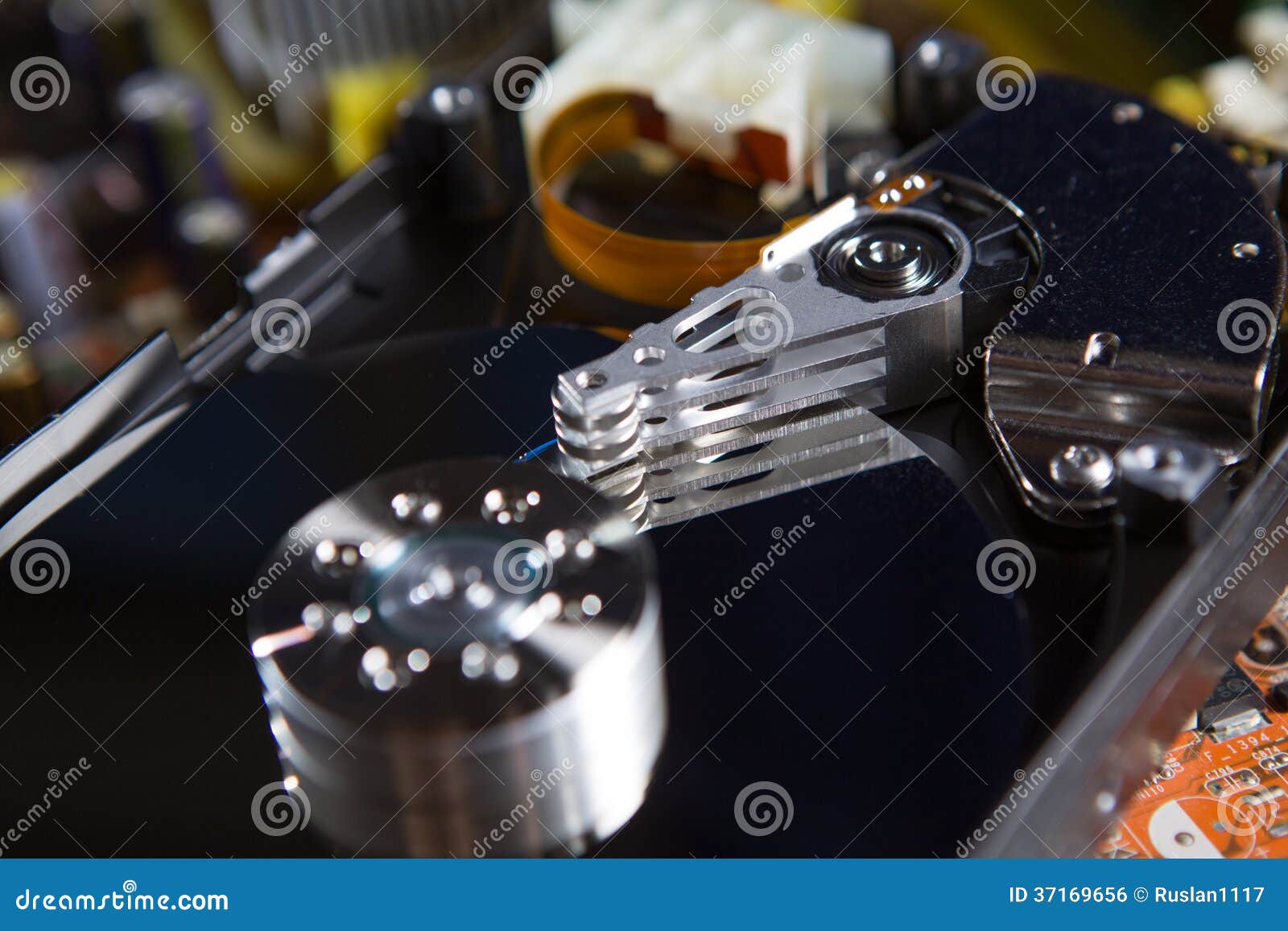 Close Up of Hard Disk with Abstract Reflection Stock Photo - Image of ...