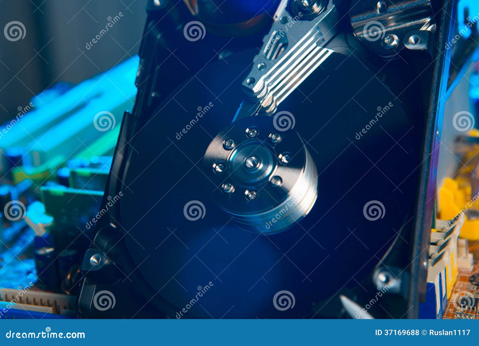 Close Up of Hard Disk with Abstract Reflection Stock Photo - Image of ...