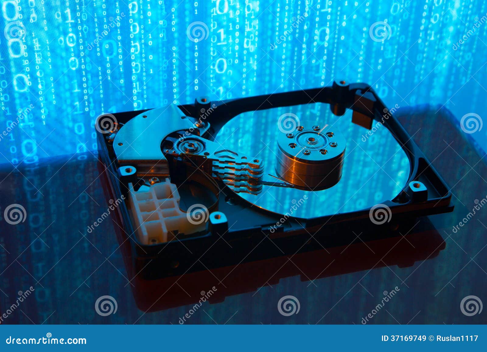 Close Up of Hard Disk with Abstract Reflection Stock Image - Image of ...
