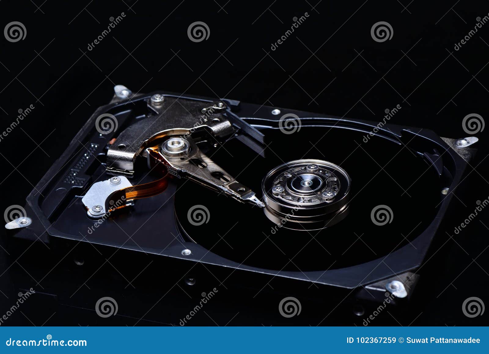 Close Up Hard Disk on Black Background Stock Image - Image of black ...