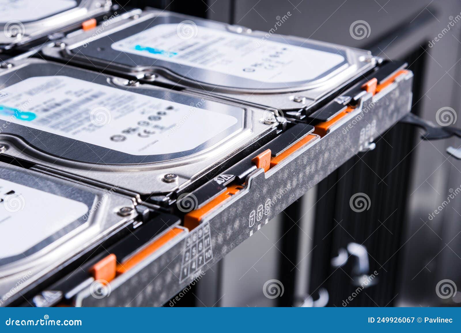 Close Up of Hard Disk Drives Inside Hosting Center Stock Image - Image ...