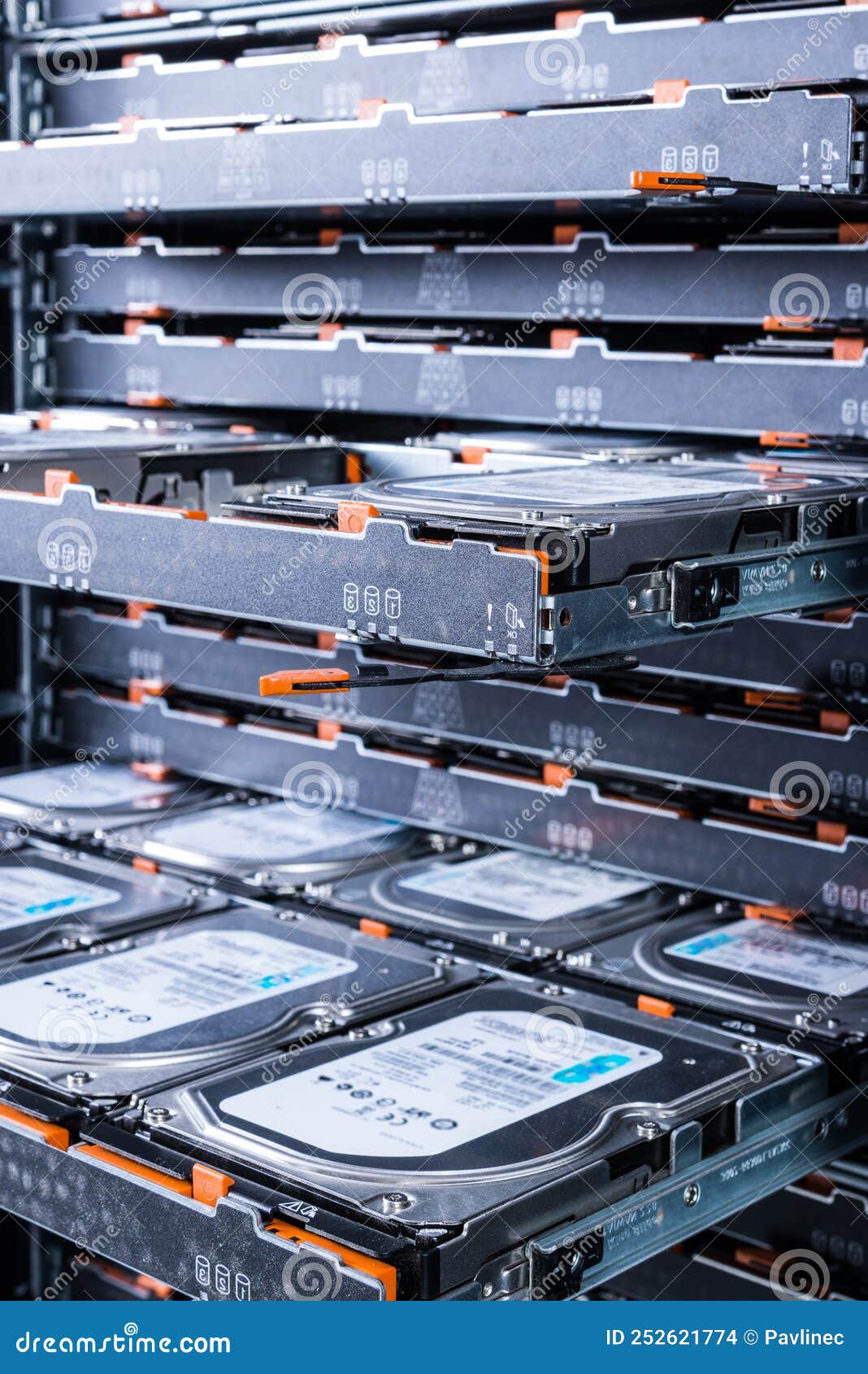 Close Up of Hard Disk Drives Inside Hosting Center Stock Photo - Image ...