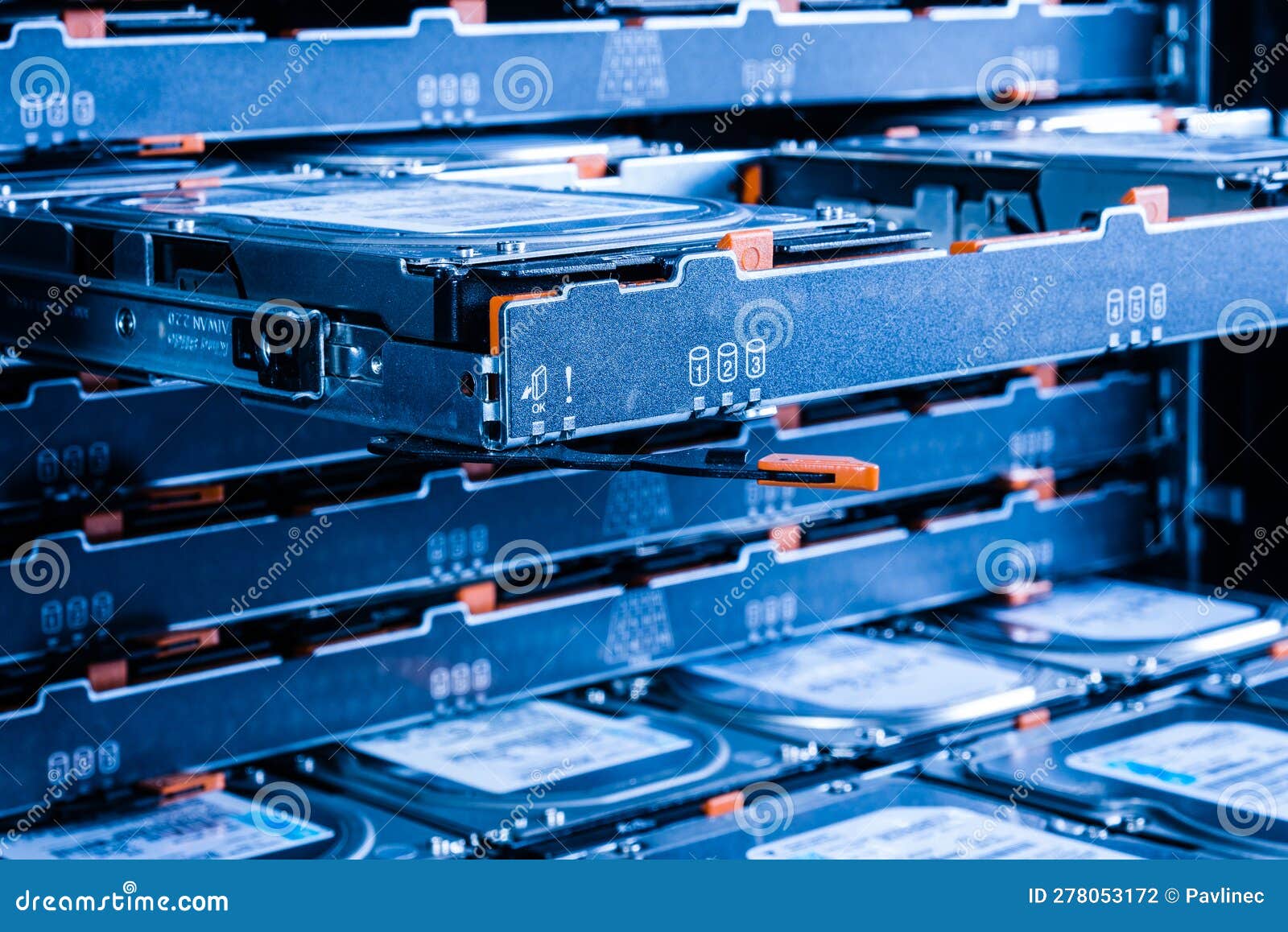 Close Up of Hard Disk Drives Inside Hosting Center Stock Photo - Image ...