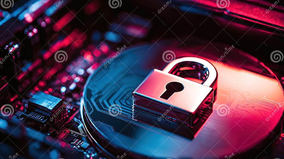Close-up of a Hard Drive with a Lock Symbol To Represent Stock Photo ...