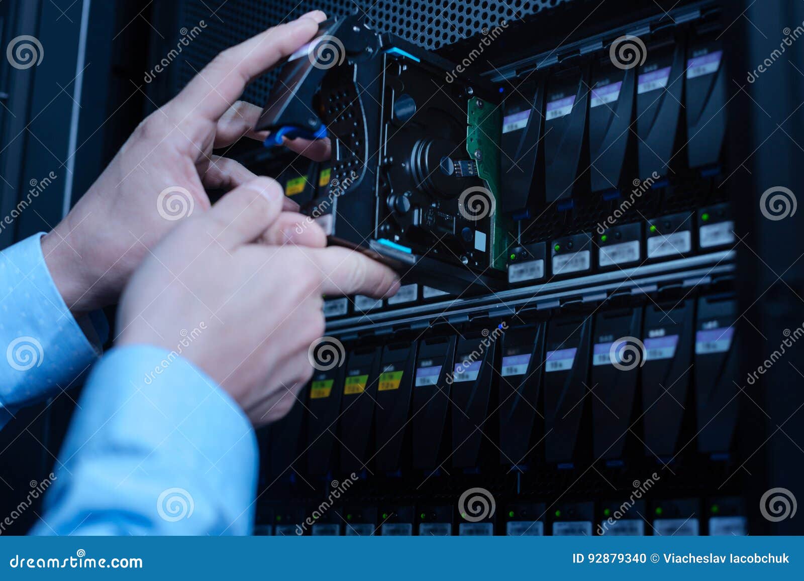 Close Up of Hard Drives Standing in the Server Rack Stock Photo - Image ...
