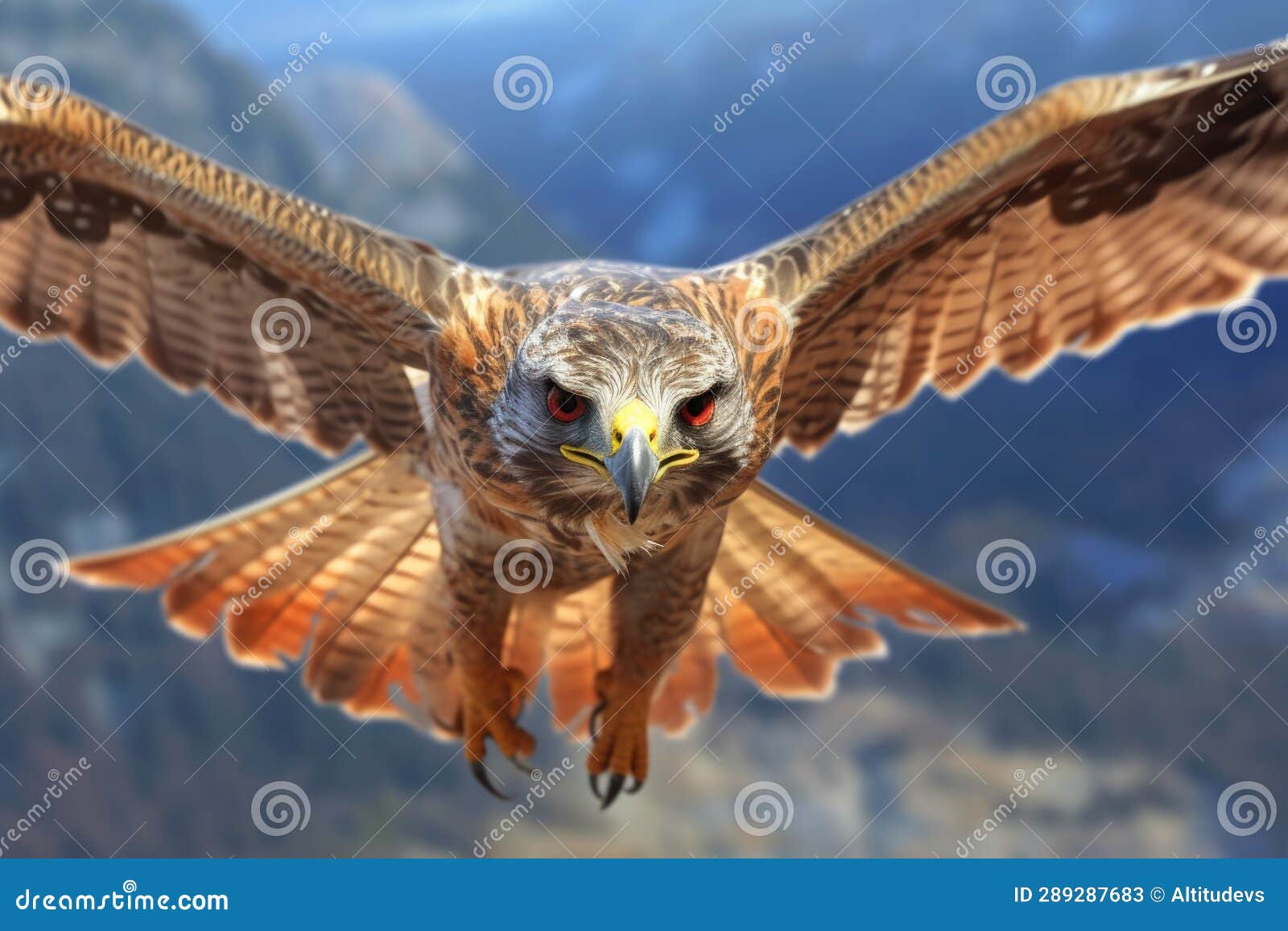 Close-up of a Hawk Diving Towards Prey Mid-flight Stock Illustration ...