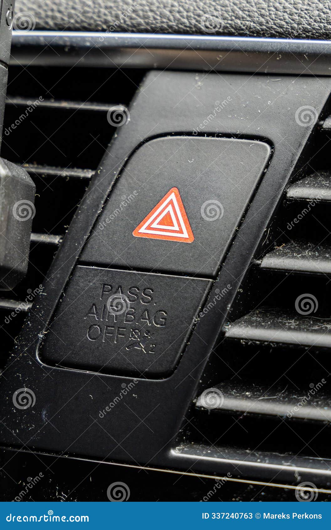 Close Up of the Hazard Light Button Feature in the Shape of a Red ...
