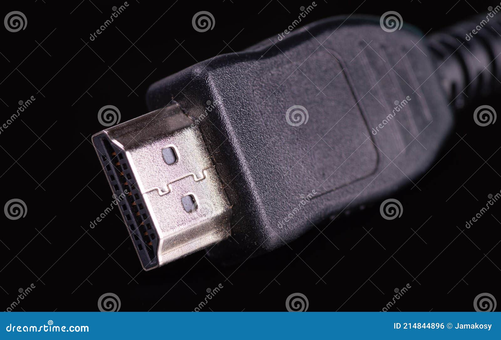 Close Up HDMI Cable Isolated on a Black Background Stock Photo - Image ...