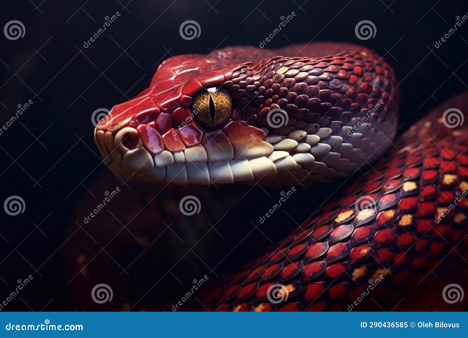 Close-up of the Head of a Red Snake on a Dark Background Editorial ...