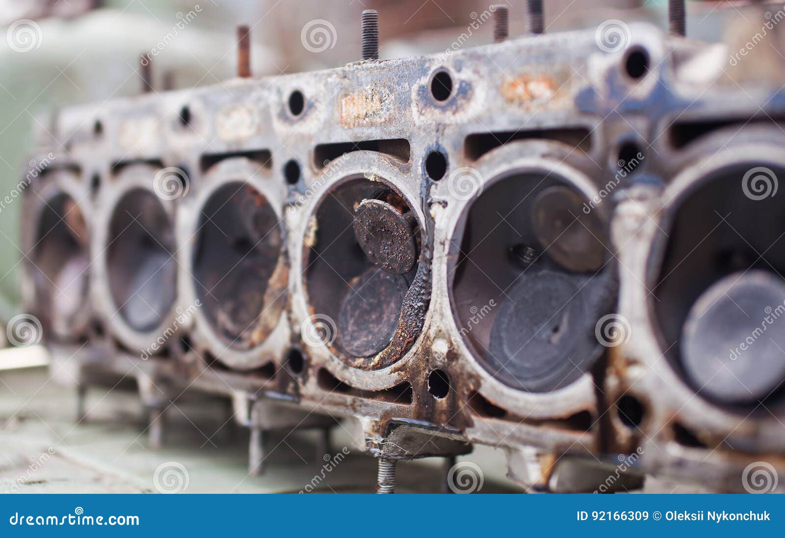 Close-up the Head of a Six-cylinder Engine Stock Image - Image of ...