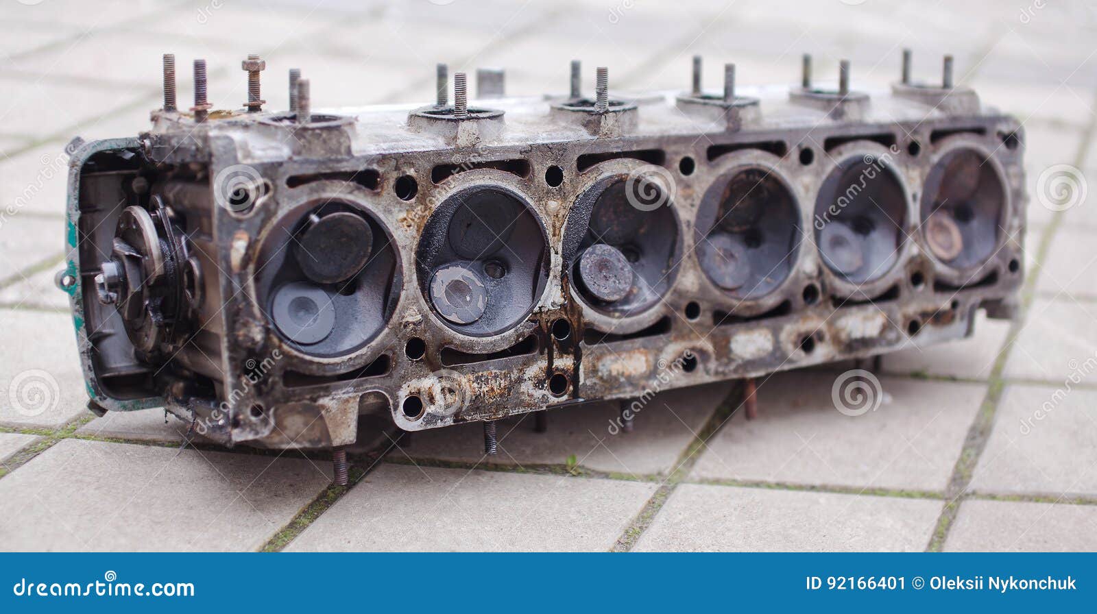 Close-up the Head of a Six-cylinder Engine Stock Image - Image of ...