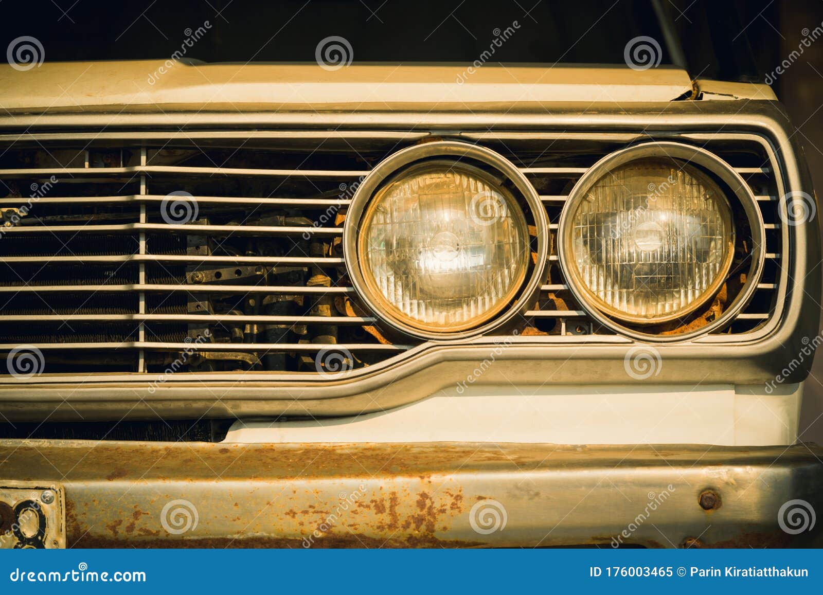 Close Up Headlight Lamp of Old Classic Car Stock Image - Image of ...