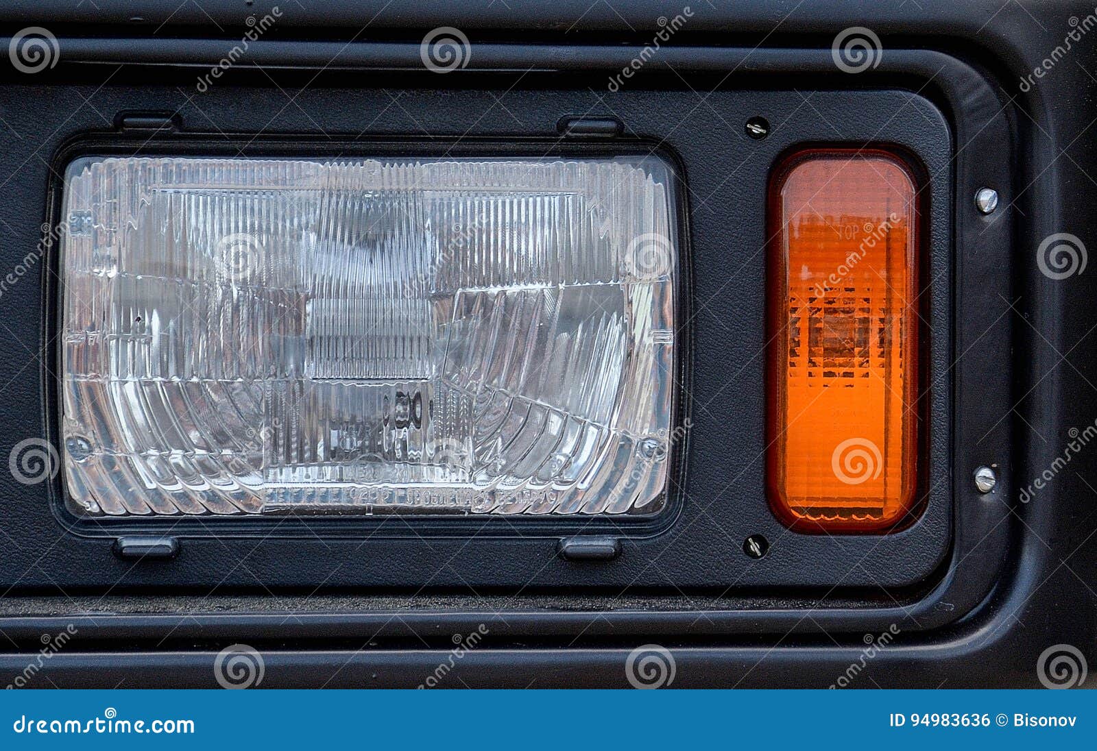 Headlight On Military Heavy Armored Vehicles. Steampunk Detail ...