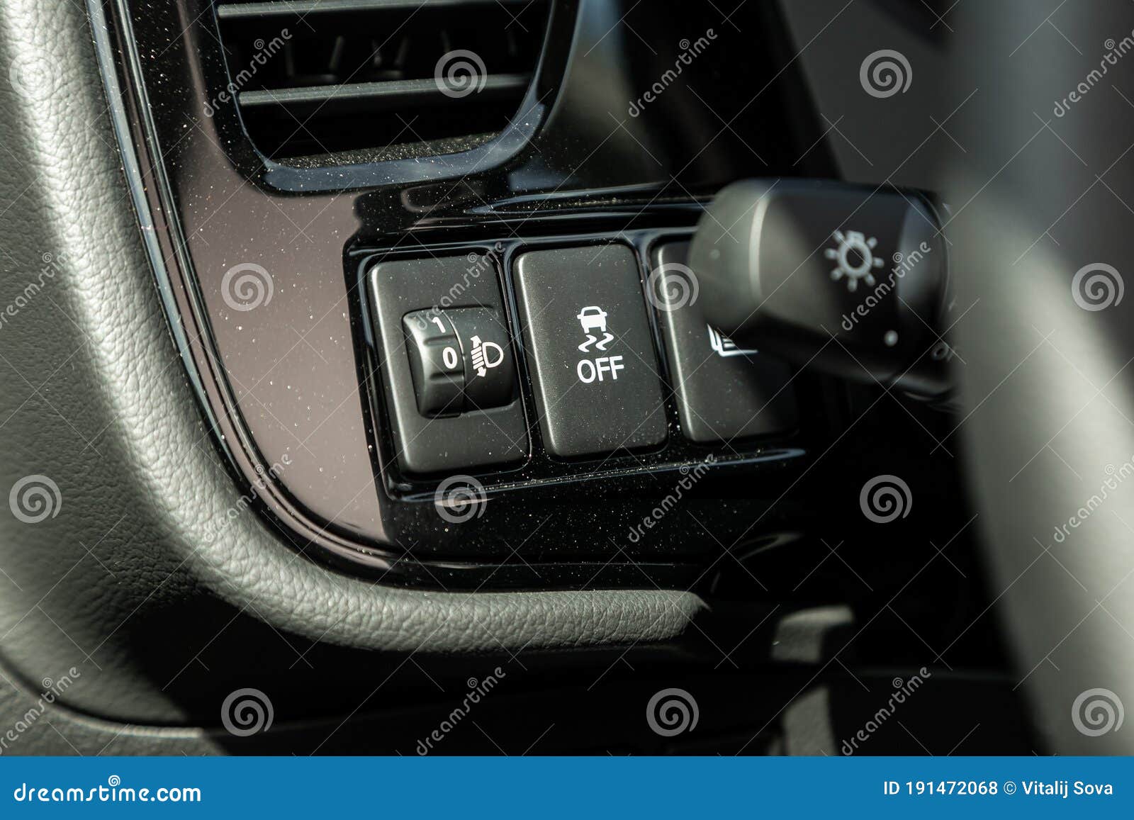 Close-up of the Headlight Setting Button Stock Photo - Image of black ...
