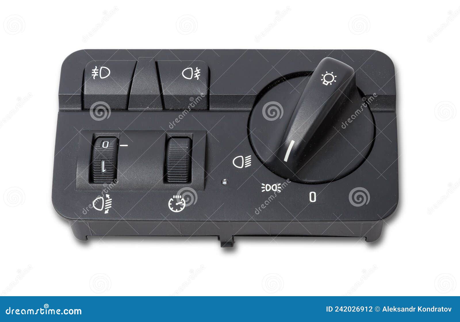 Close-up on the Headlight Switch Control Buttons and Automatic Adjust ...