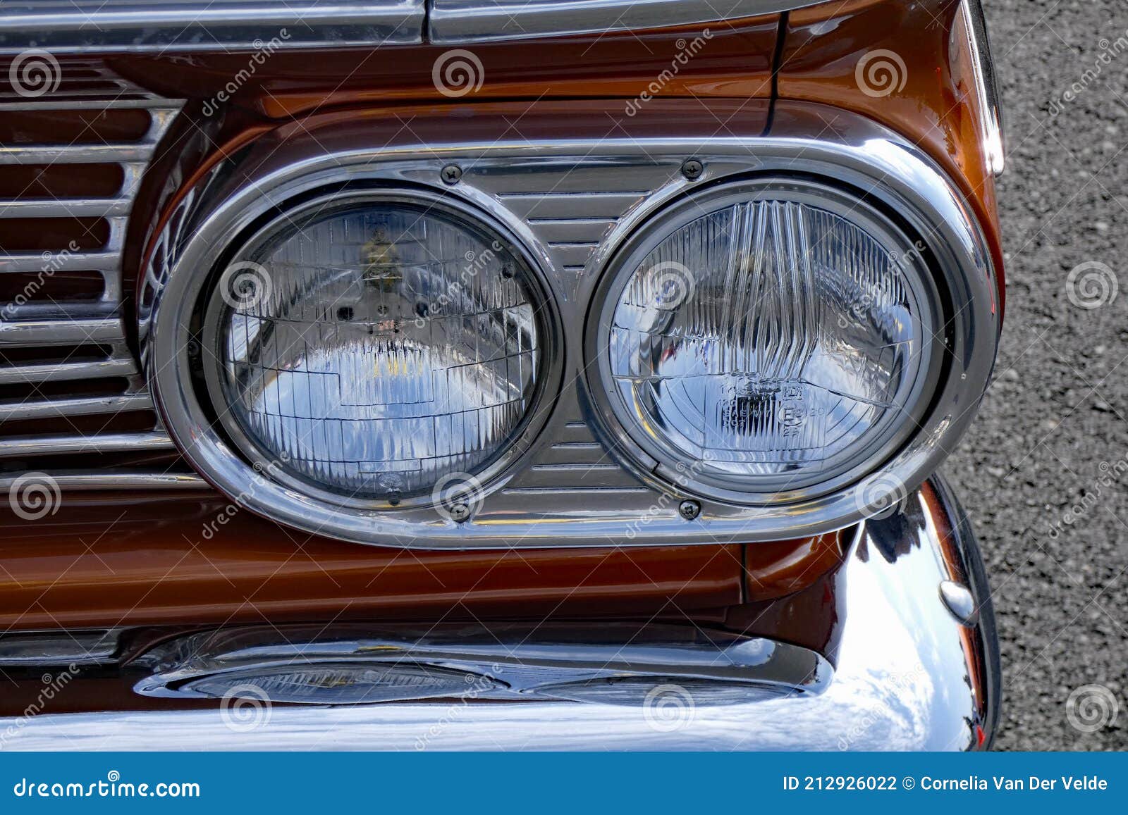 Close Up Of Oldtimer Headlight. Shot. Close - Up Of The Old Soviet Car ...