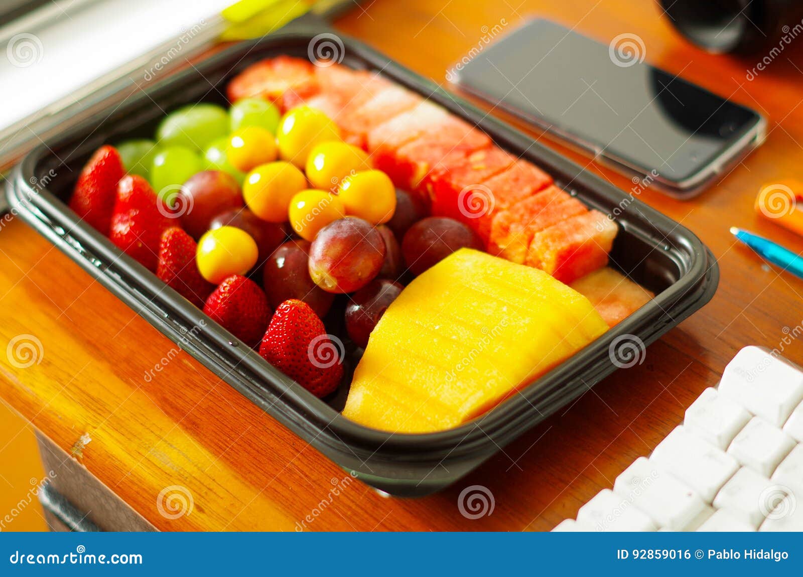 Close Up of a Healthy Breakfast, Fruit Salad Packed in Plastic Box on ...