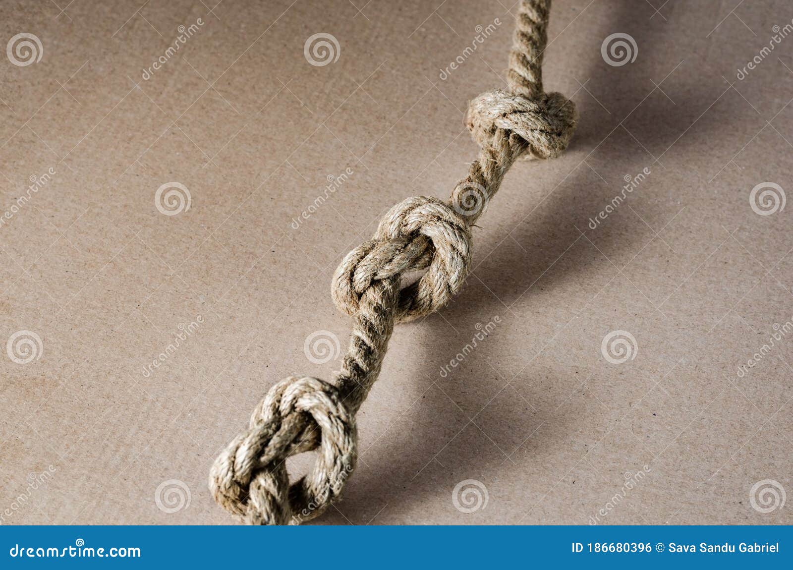 Close-up of Hemp Rope with Multiple Knots Stock Photo - Image of ...