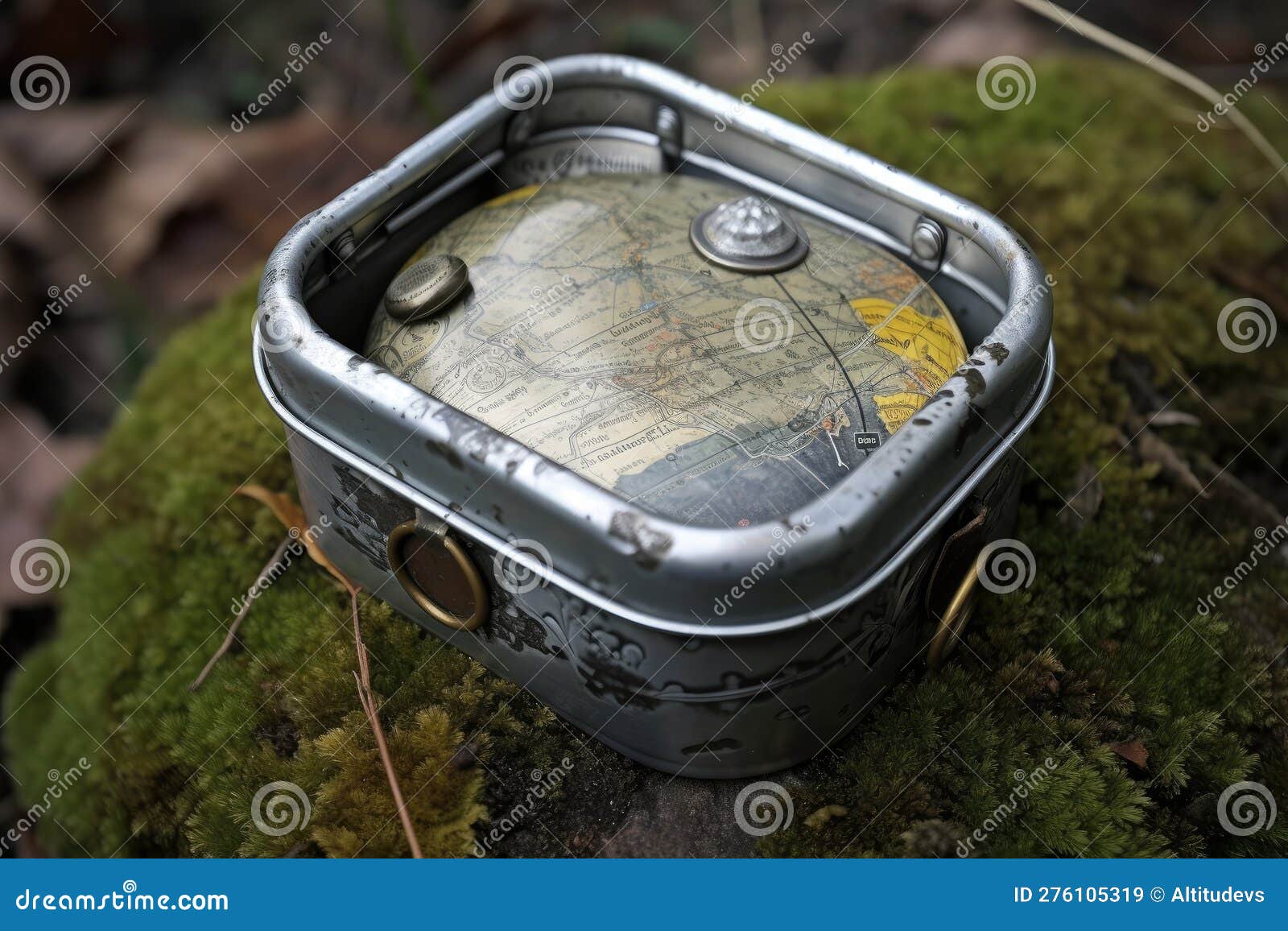 Close-up of Hidden Treasure in Geocaching Container Stock Illustration ...