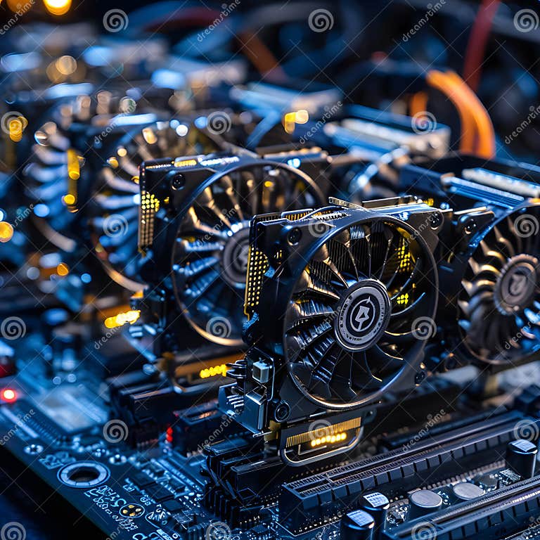 Close-Up of a High-Performance Graphics Card Assembly in a Computer ...