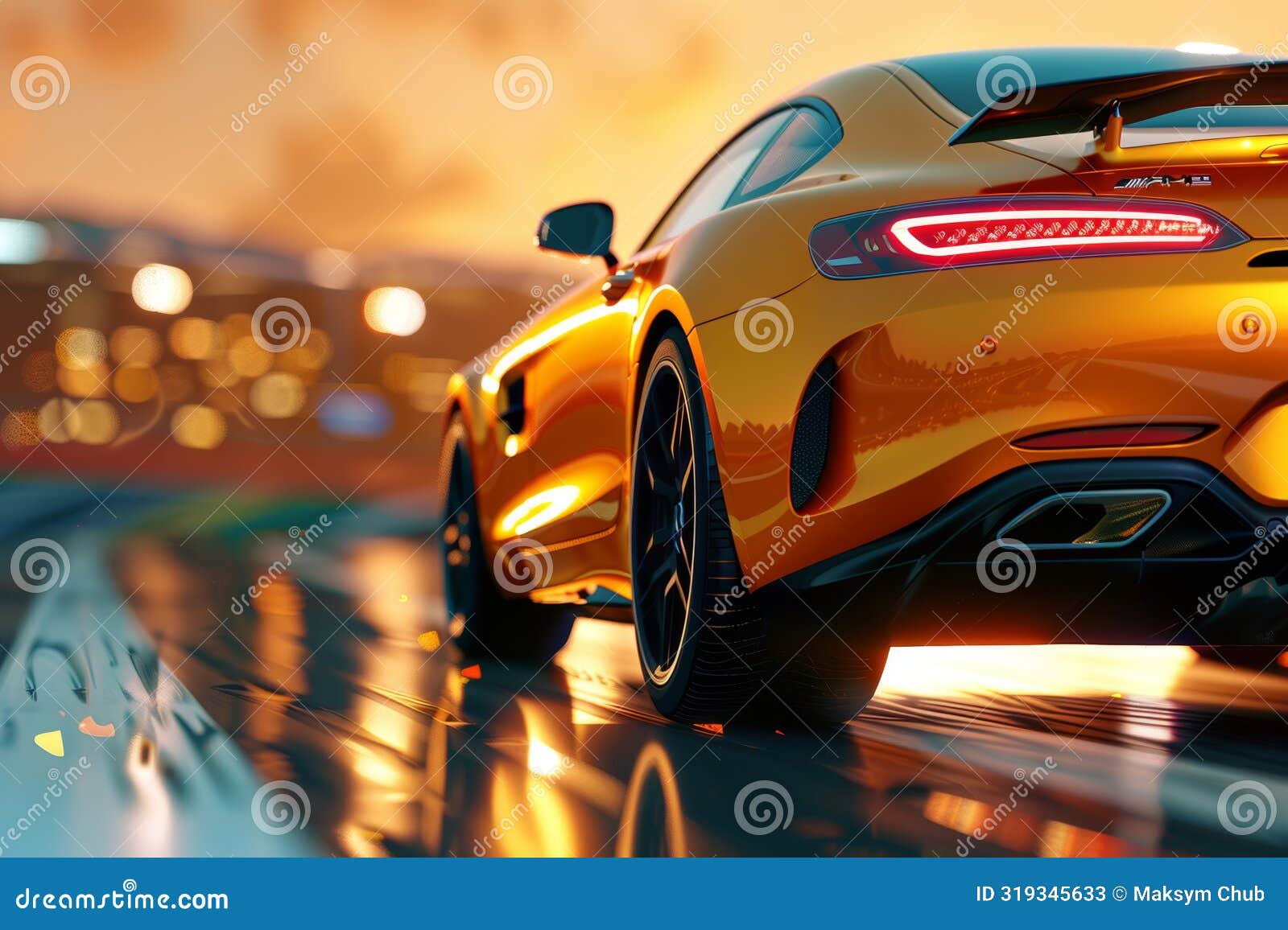 Close Up of High Performance Sports Car Racing on Track with Ample ...