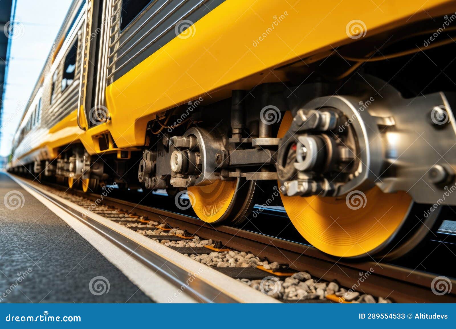 Close-up of High-speed Train Wheels on Tracks Stock Illustration ...
