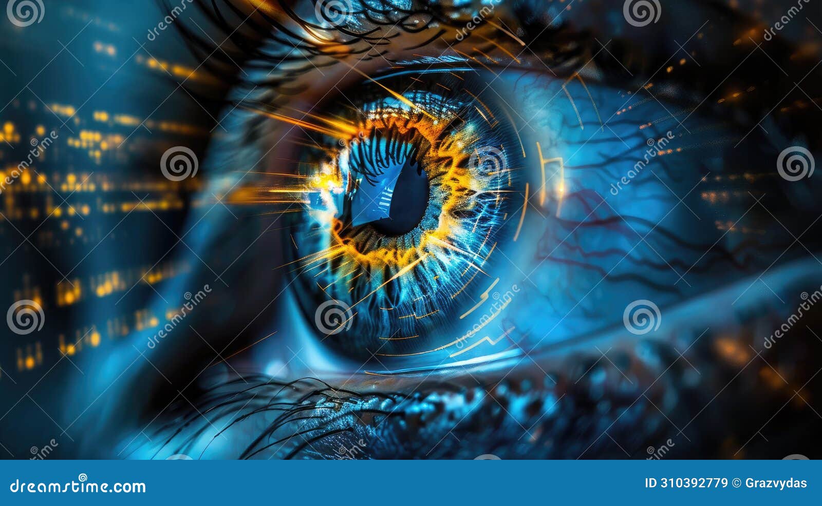 Close-up High-tech Image of Human Eye. Technology Concept Stock ...