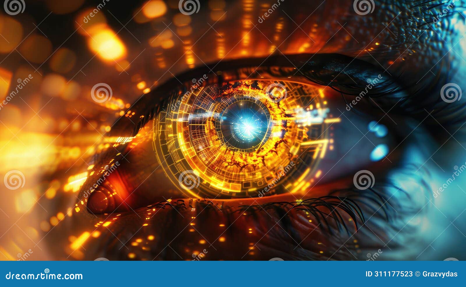 Close-up High-tech Image of Human Eye. Technology Concept Stock ...