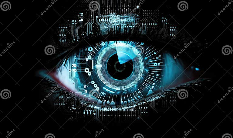 Close-up High-tech Image of Human Eye. Creating Using Generative AI ...
