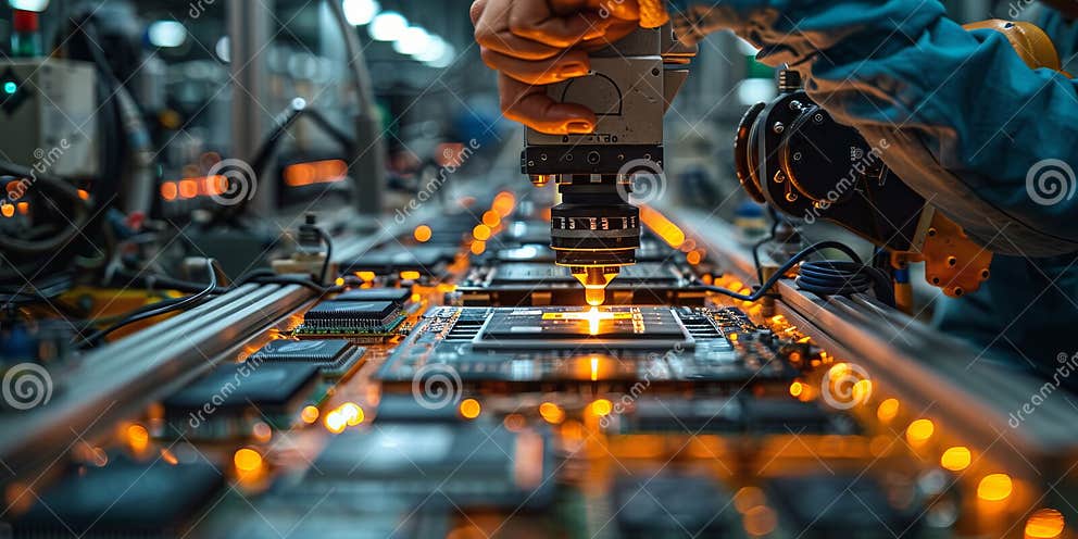 Close-up of a High-tech Manufacturing Process with a Robotic Arm ...