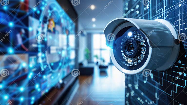 High-Tech Security Camera in Modern Office Stock Image - Image of ...