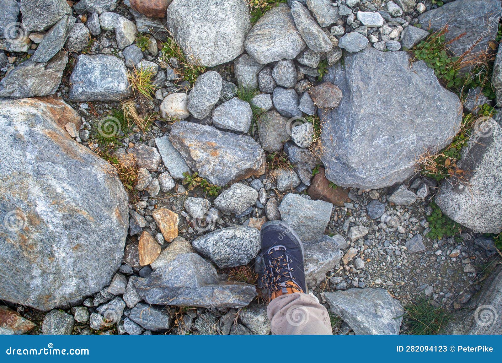 Close-up of Hiking Boots on a Rocky Path in the Mountains Stock Image ...