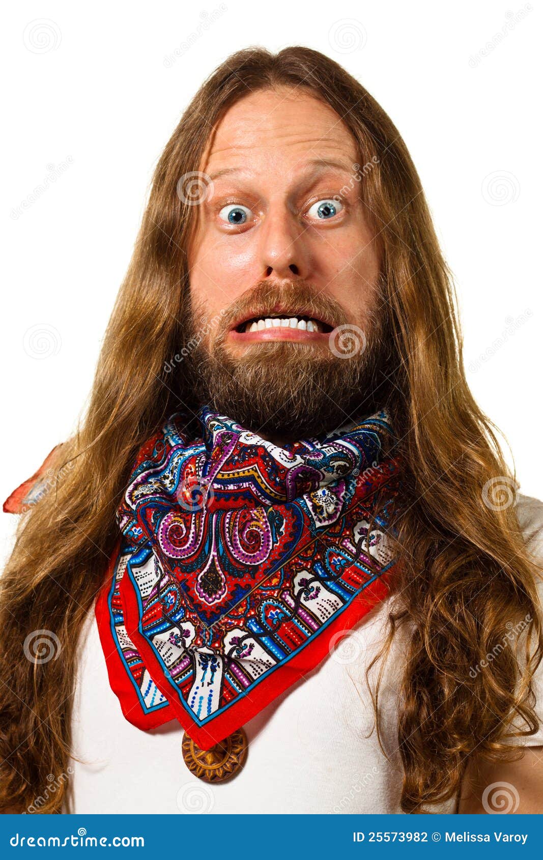 Close-up of a Hippie Man with a Crazy Expression. Stock Photo - Image ...