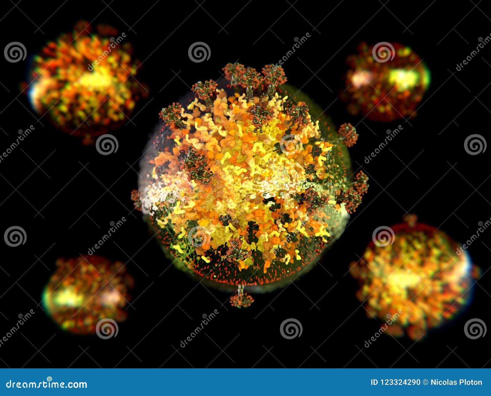 Close-up of HIV Cells, 3d Illustration Stock Illustration ...