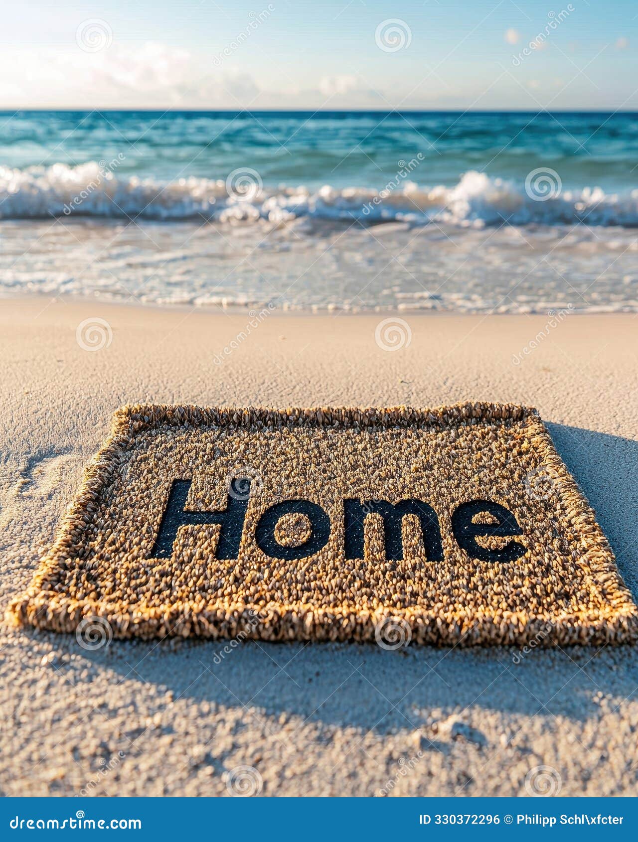 Home Doormat With "Home" Written On It, Surrounded By Seashells On A ...