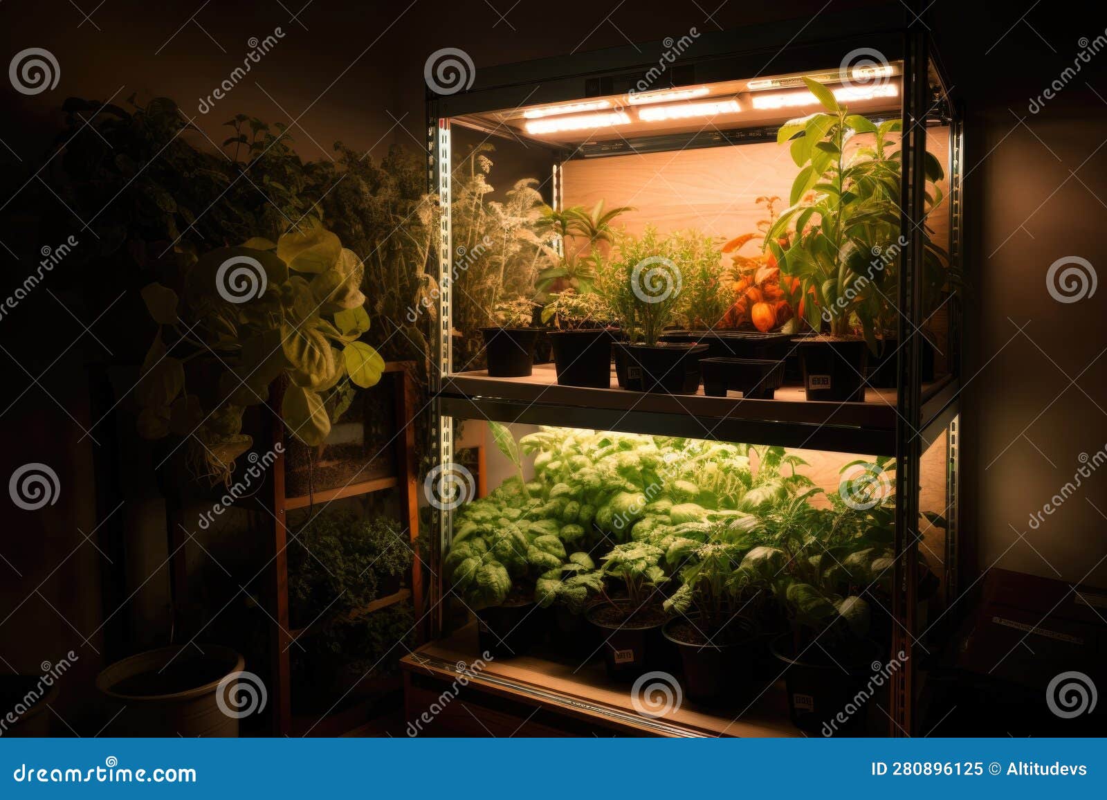 Close-up of Home-grow Setup, with Lighting and Humidity Systems Visible ...