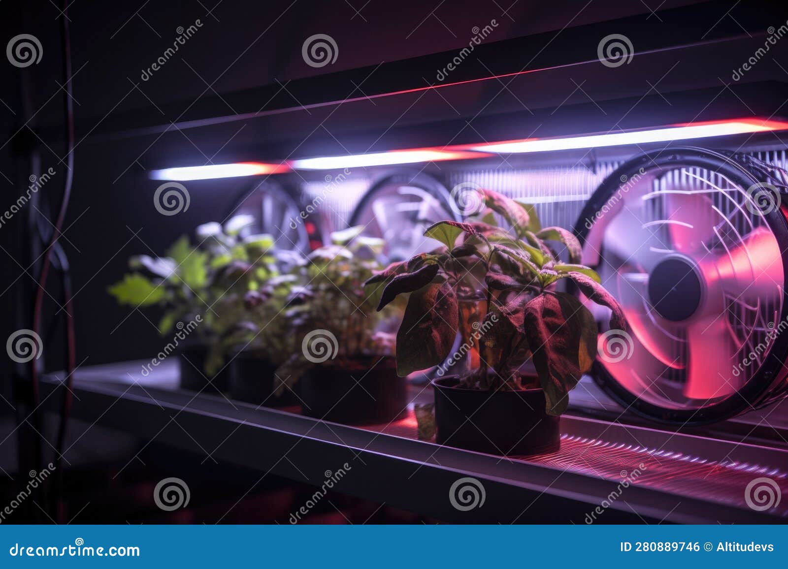 Close-up of Home Grow Setup with Lights and Fans Visible Stock Photo ...