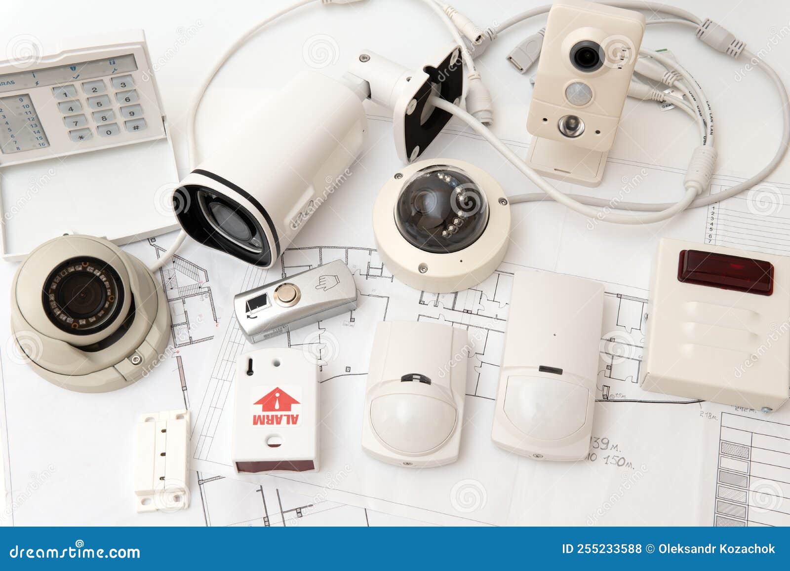 Close-up of Home Security Equipment on Diagram. Stock Photo - Image of ...