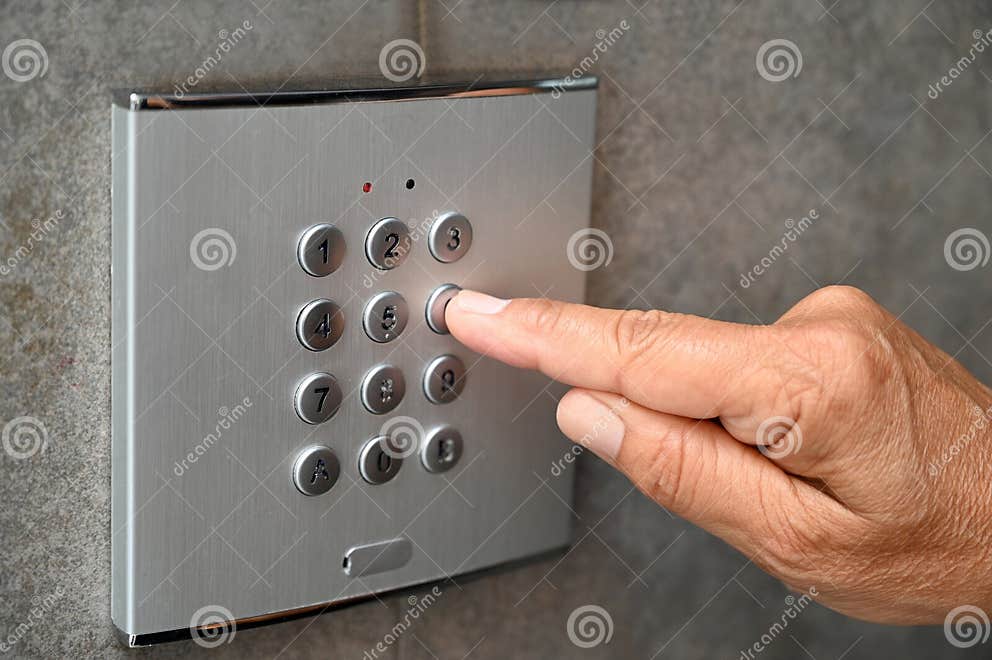 Finger Typing a Code on a Building Entrance Keypad Editorial ...