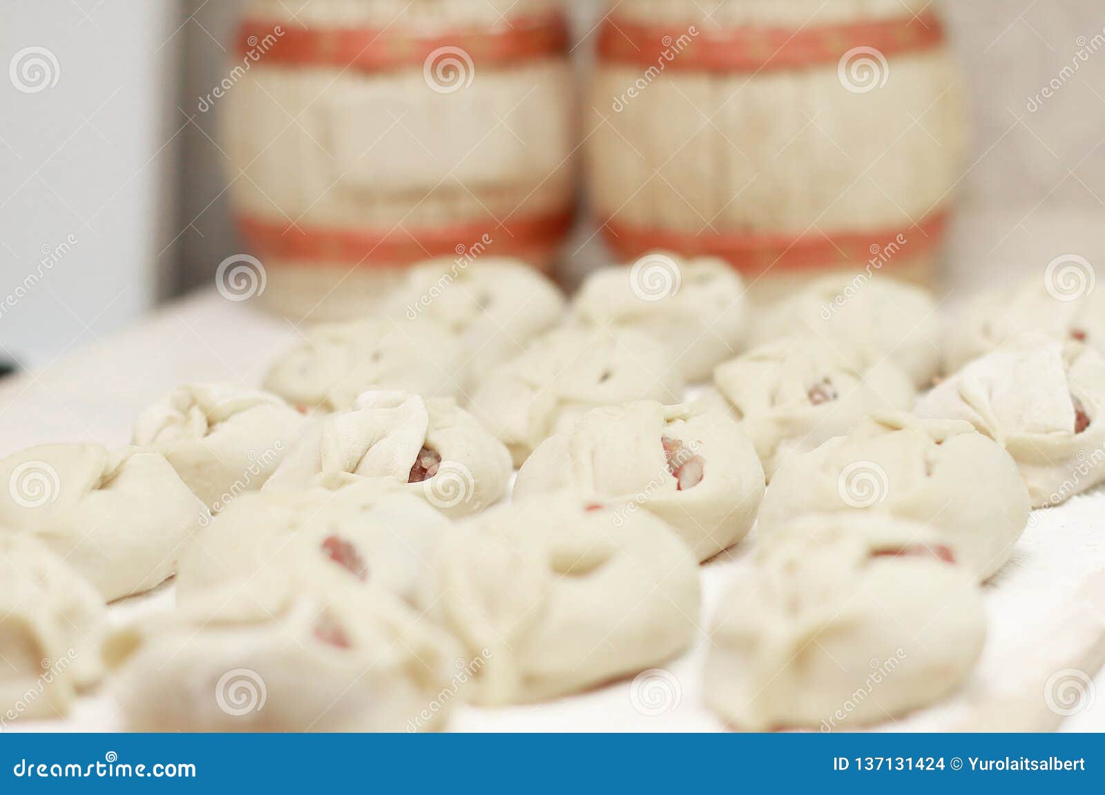 Close Up.homemade Dumplings on the Kitchen Table Stock Photo - Image of ...