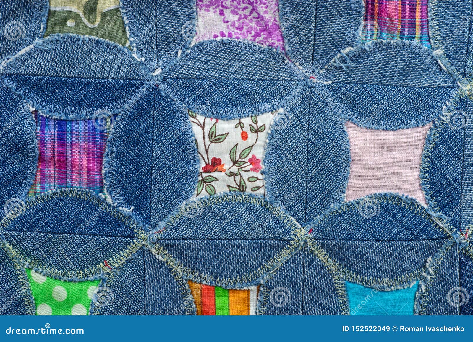 Close-up of Homemade Patchwork Quilt Stock Image - Image of quilting ...