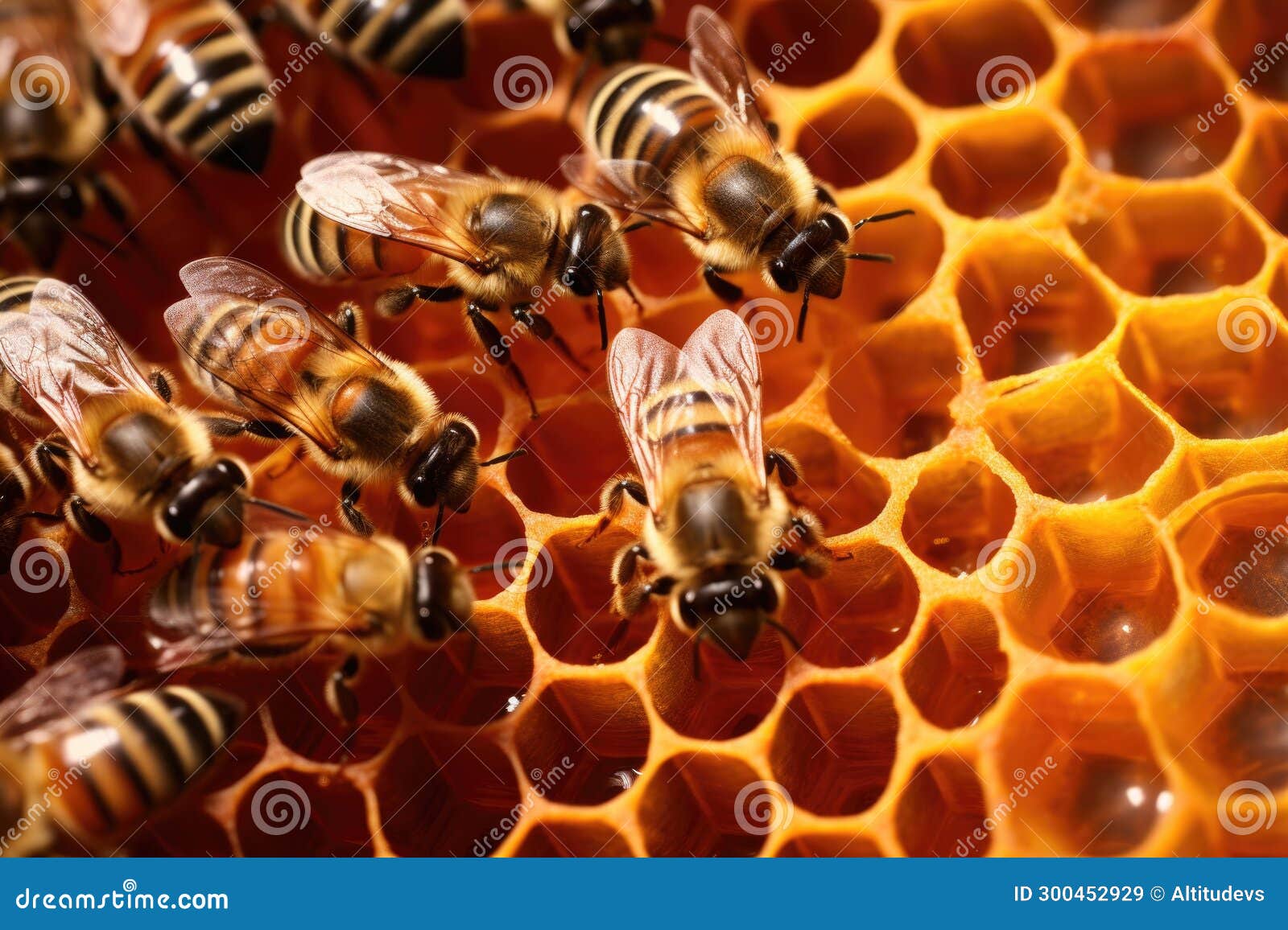Close-up of Honeybee Larvae in Brood Cells Stock Image - Image of ...
