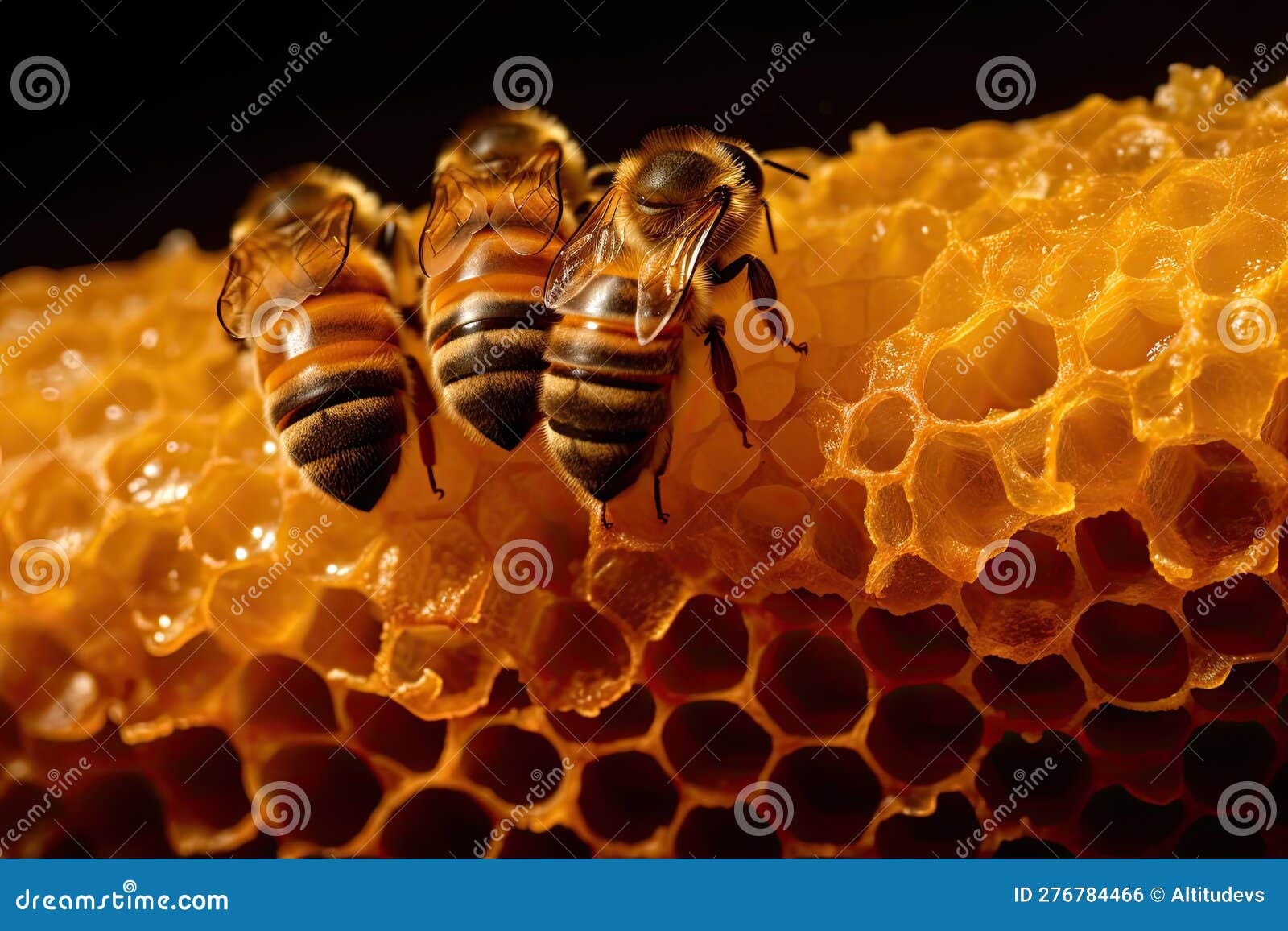 Close-up of Honeycomb, with Pollen Grains Visible on Each Cell Stock ...