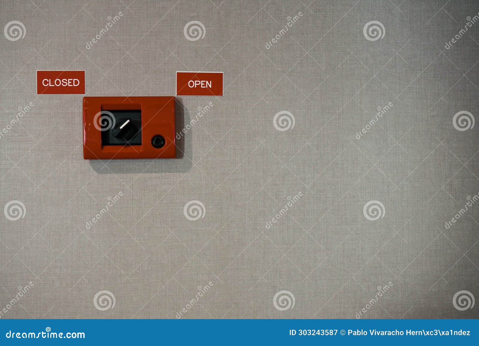 Close-Up Horizontal Frame of a Red Switch Box Indicating OPEN and ...